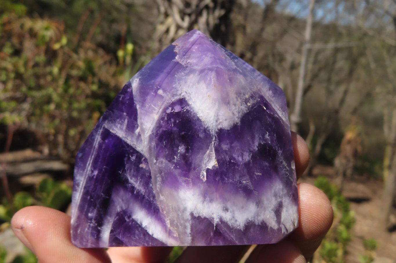 Polished Chevron Amethyst Crystals x 4 From Zambia – Toprock Gemstones ...
