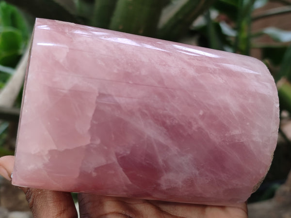 Polished Banded Rose Quartz and Blue Marble Candle Holders x 2 From ...