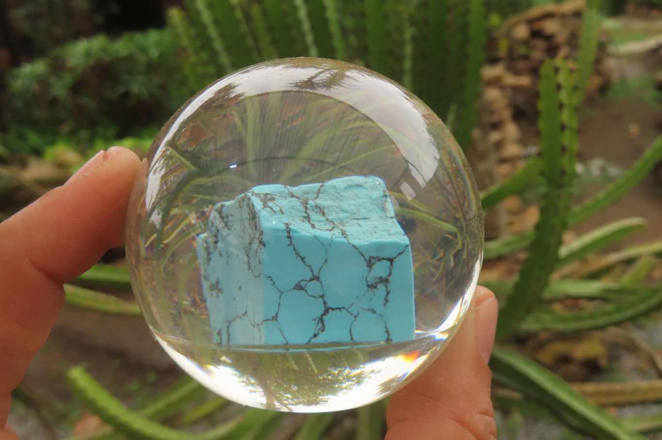 Polished Cobbed Blue Howlite in PVC Resin Paperweight Spheres - sold p ...