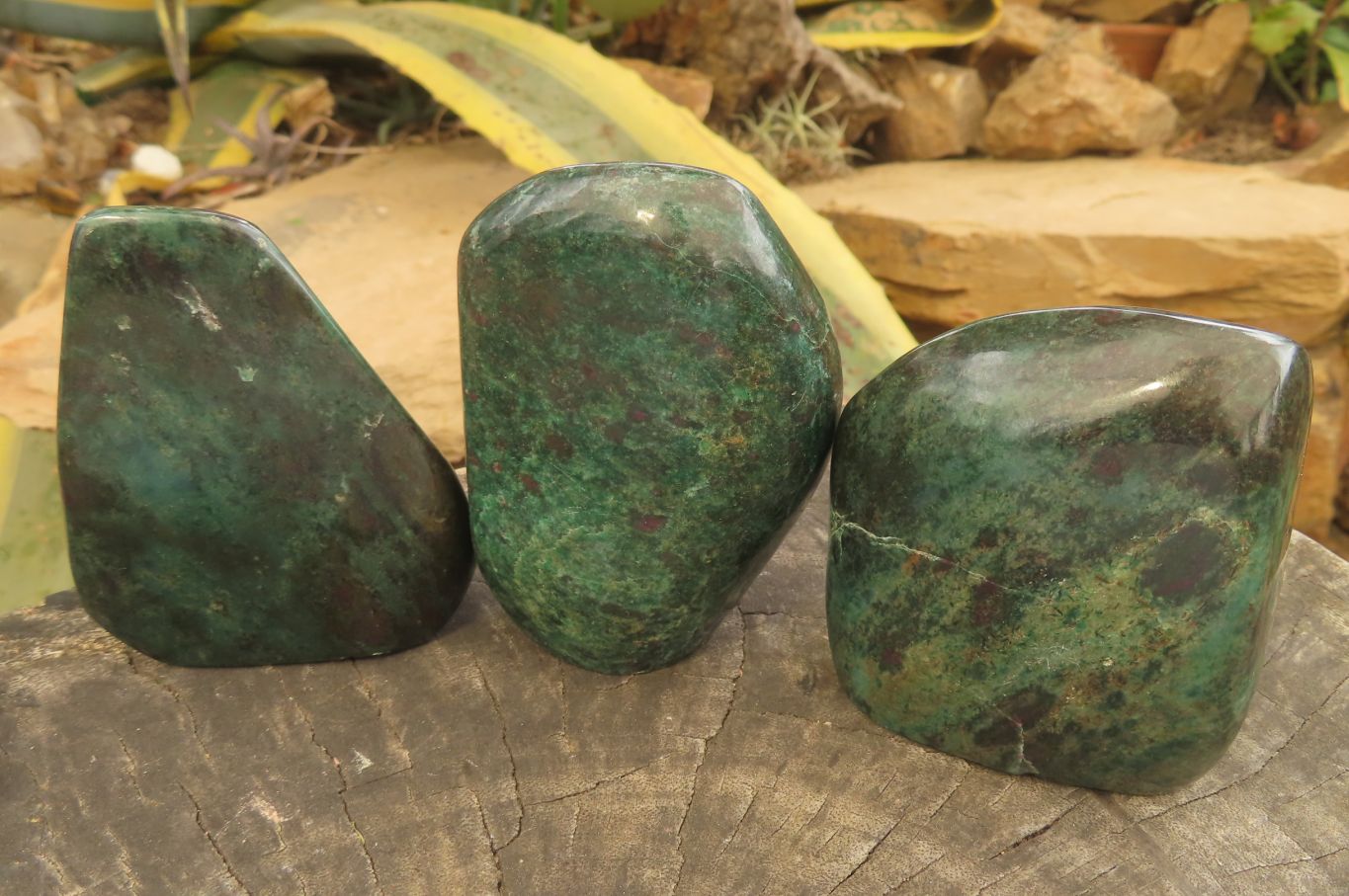 Polished Ruby Corundum In Chrome Verdite Standing Free Forms x 6 From ...