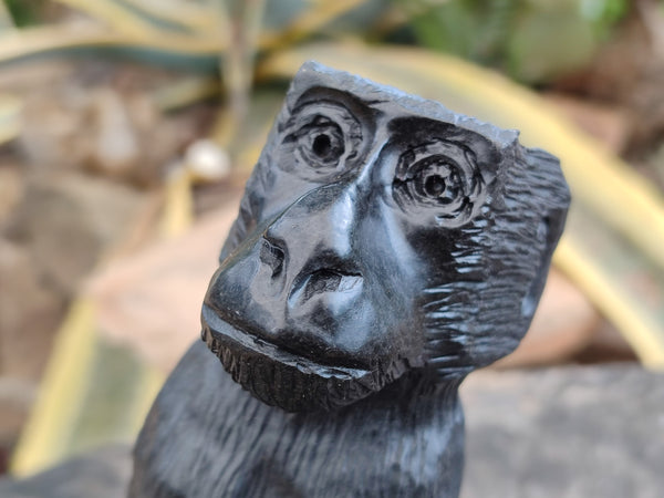 Hand Made Black Soapstone Baboon Carving x 1 From Zimbabwe | Toprock ...