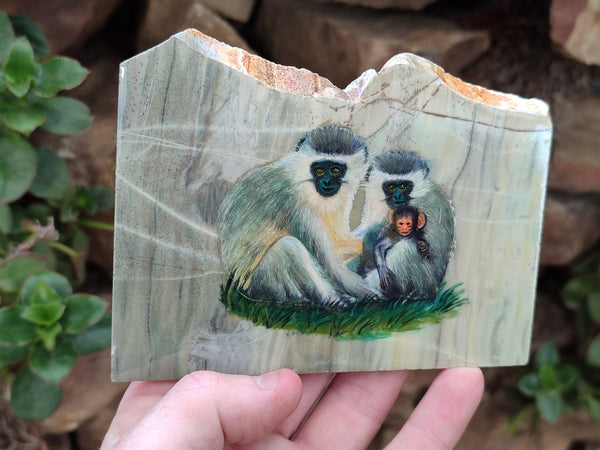 Hand Made Monkey Decoupage Stone Slabs x 6 From Southern Africa ...
