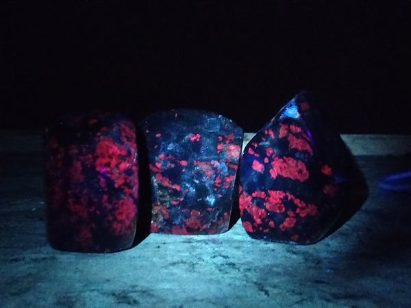 Polished Ruby Corundum In Chrome Verdite Standing Free Forms x 3 From ...
