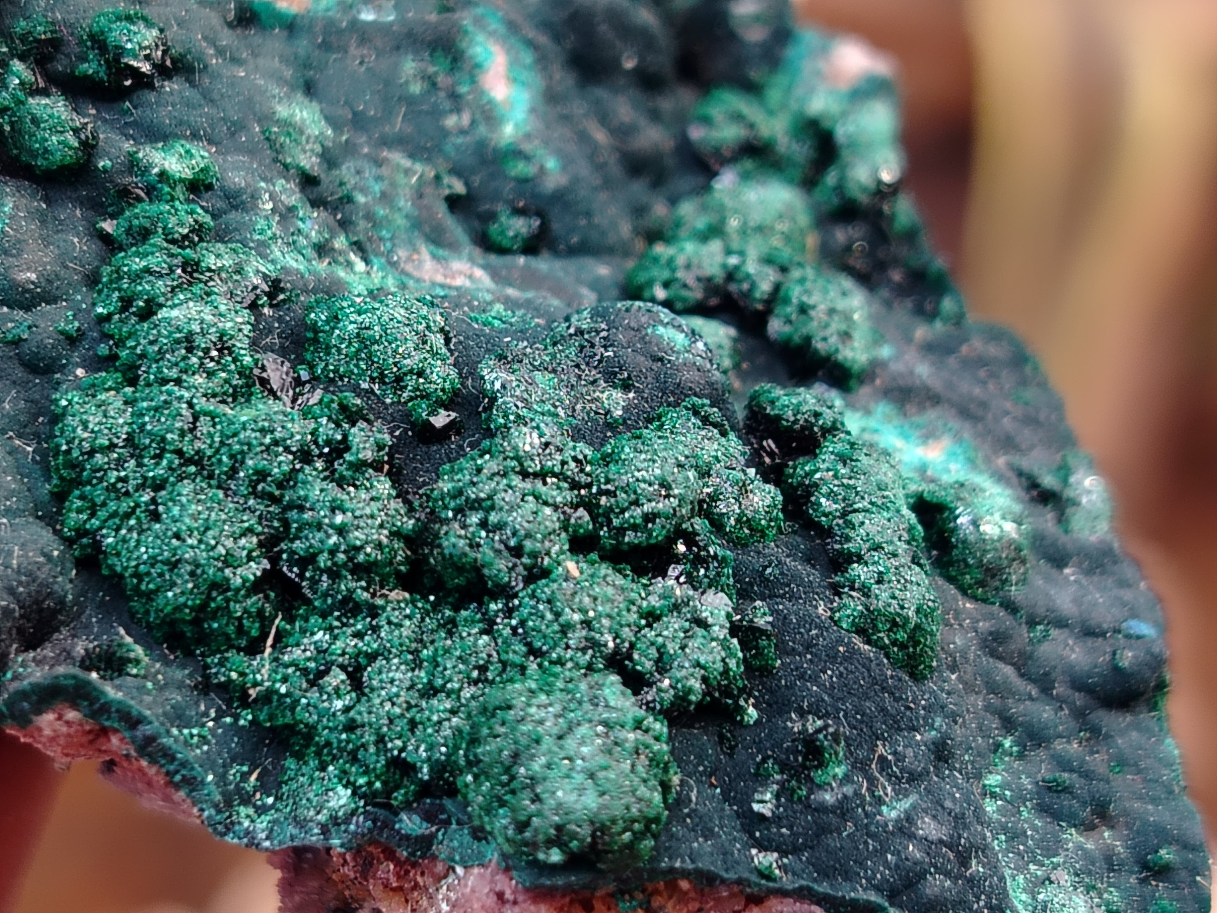 Natural Crystalline and Ball Malachite Specimens x 6 From Tenke Fungur