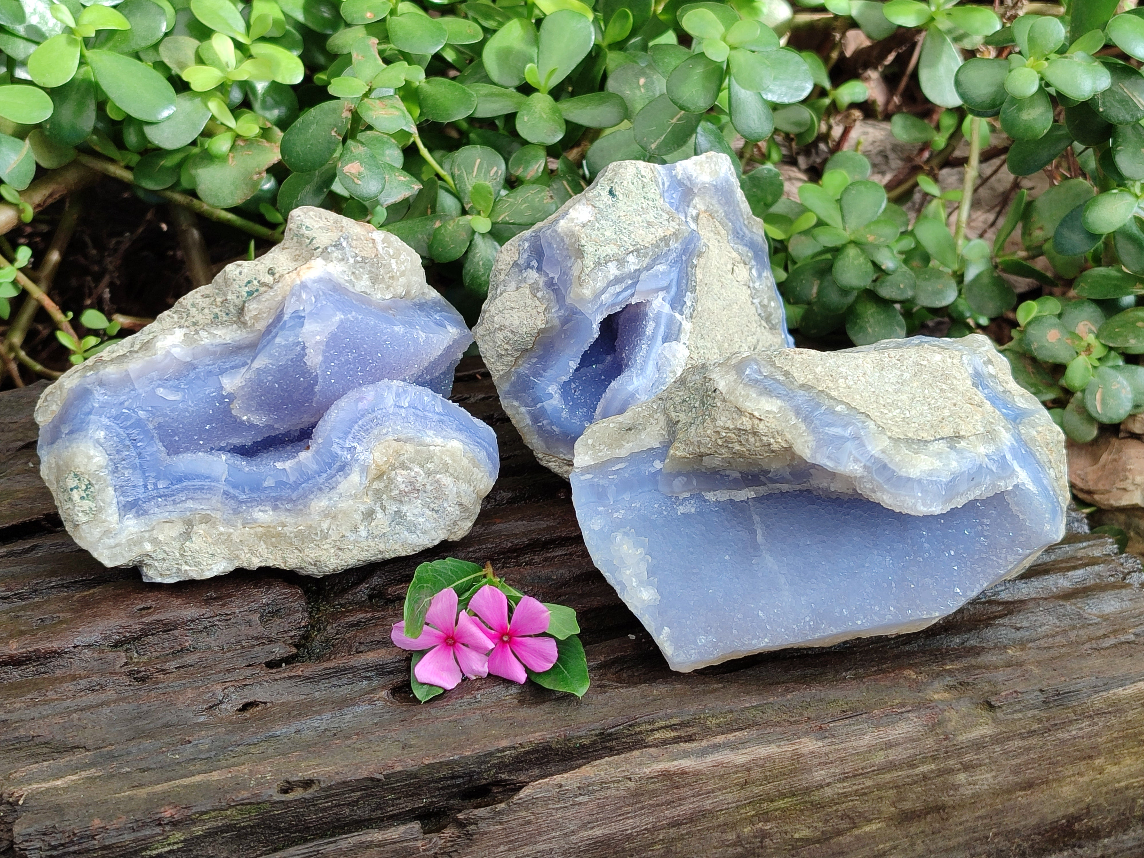Natural Blue Lace Agate Geodes x 3 From Nsanje, Malawi – Toprock ...