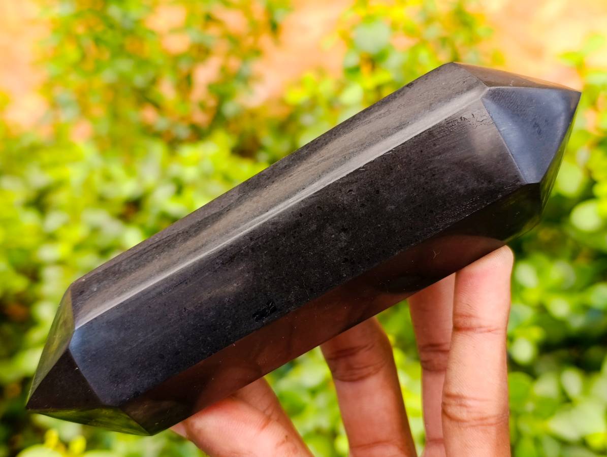 Polished Double Terminated Black Basalt Points x 3 From Madagascar ...