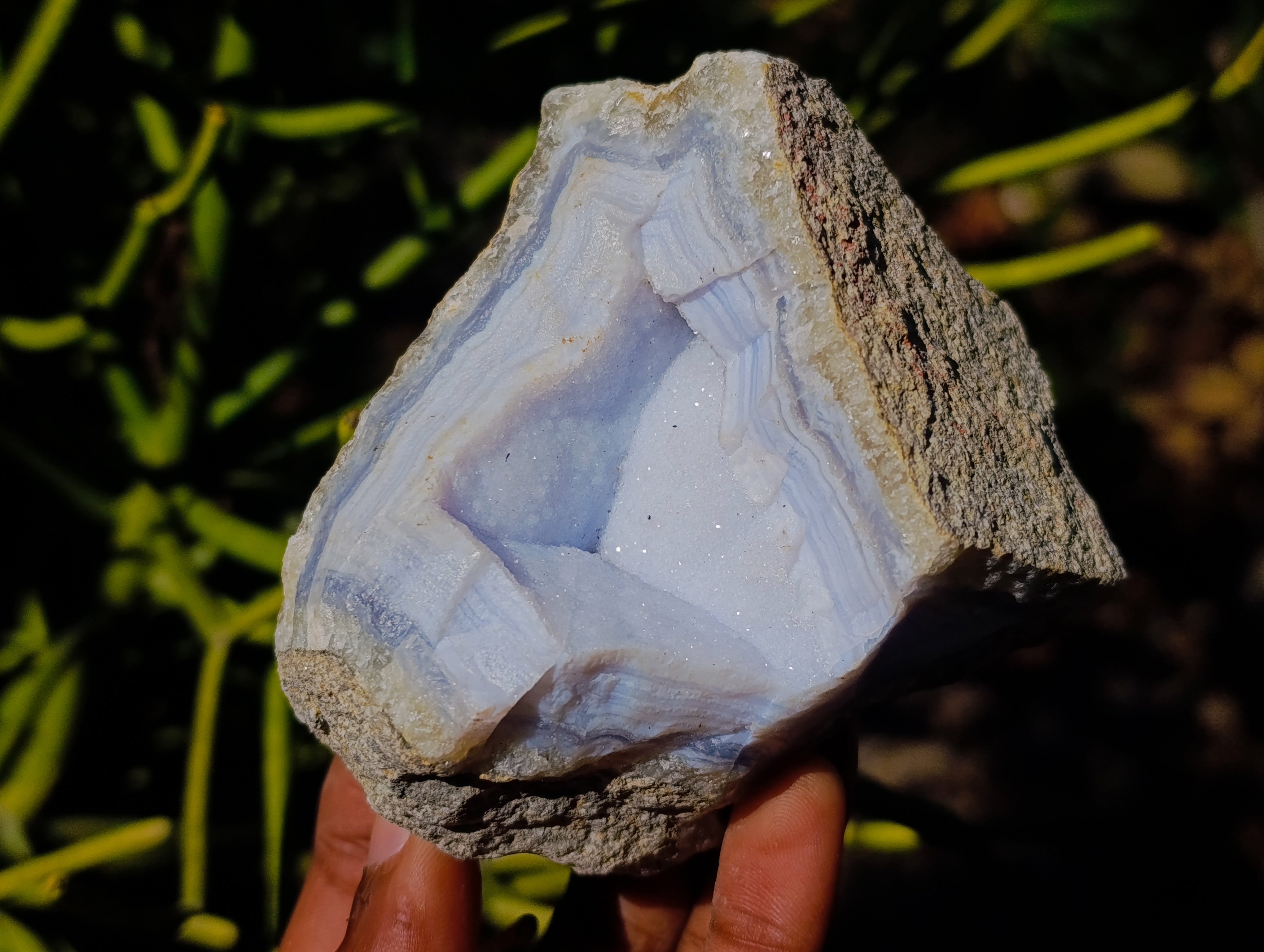 Natural Blue Lace Agate Geode Specimens x 6 From Nsanje, Malawi