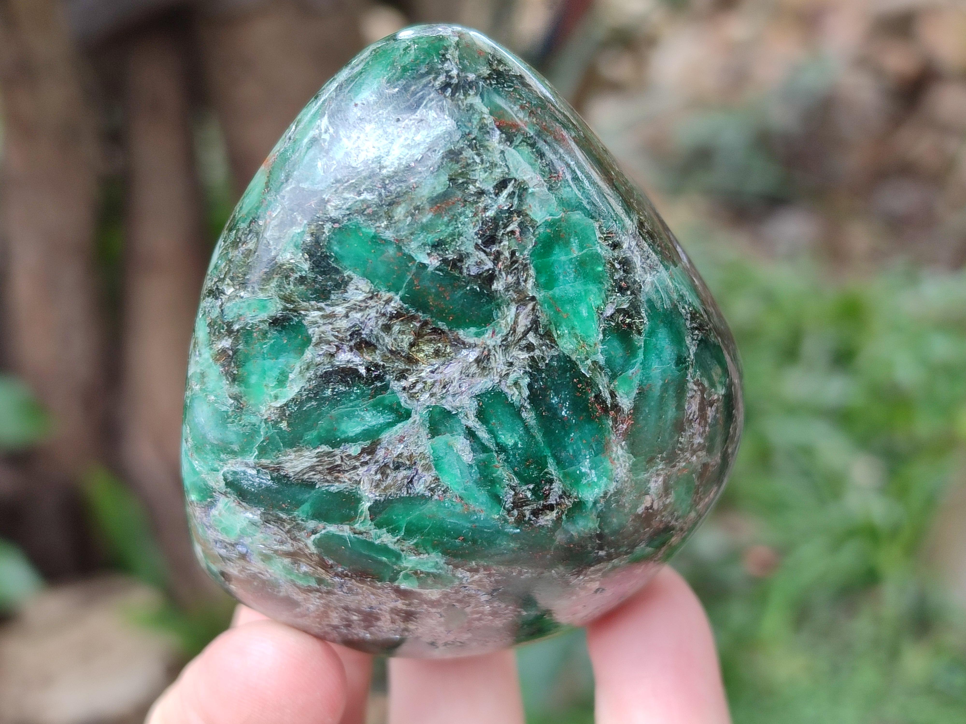 Polished Emerald Mica 'Mutokolite' Standing Free Forms x 3 From Mutoko