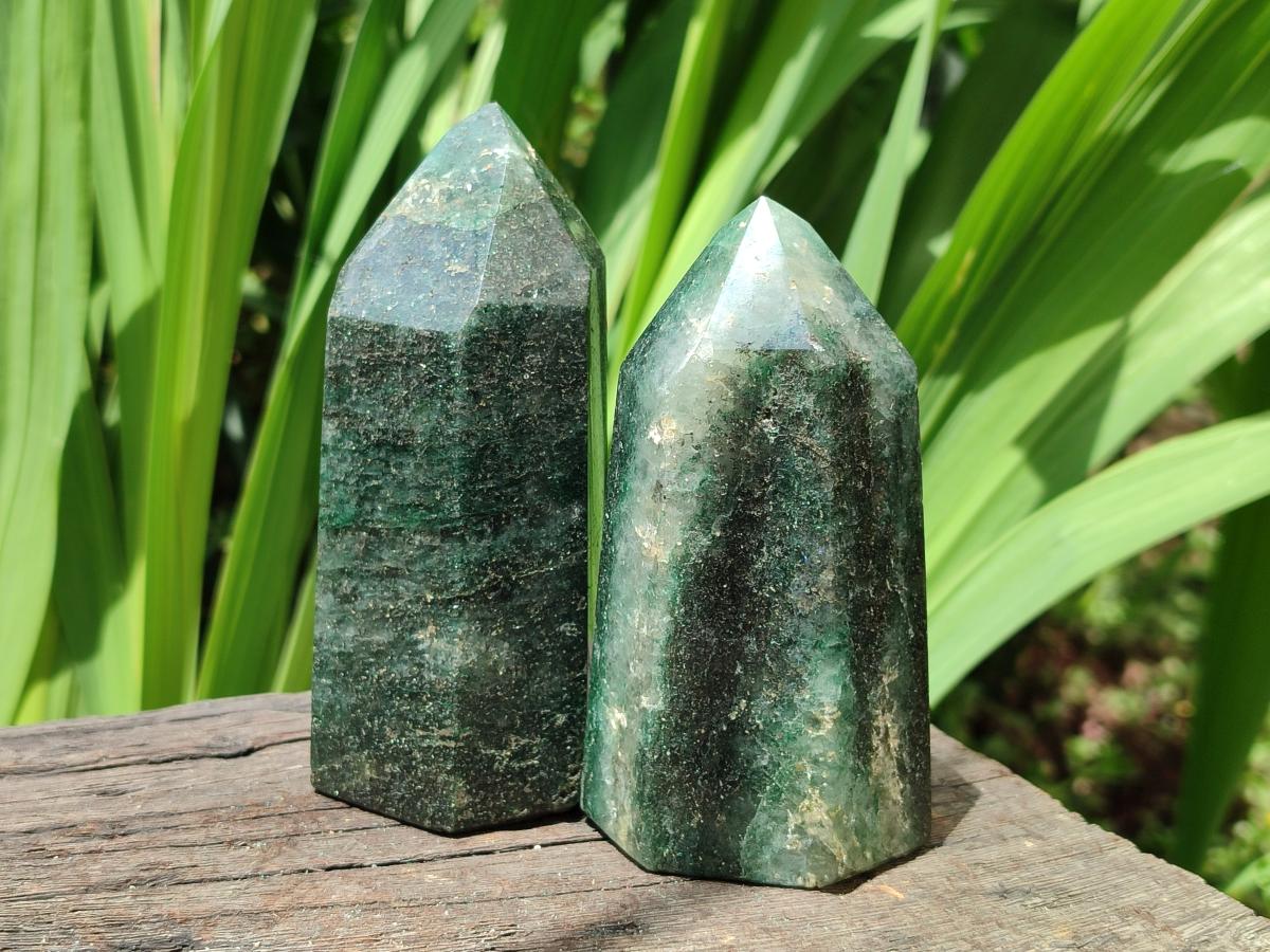 Polished Fuchsite Quartz Crystals x 3 From Andakatany, Madagascar ...