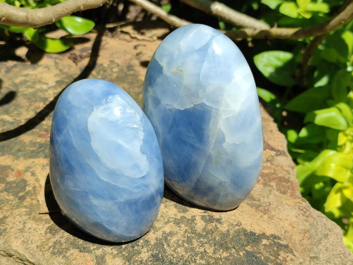 Polished Blue Calcite Standing Free Forms x 4 From Madagascar – Toprock ...