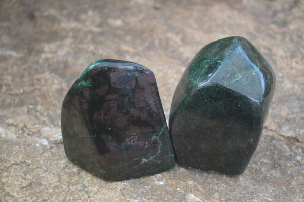 Polished Fluorescent Ruby Corundum In Chrome Verdite Free Forms x 3 ...