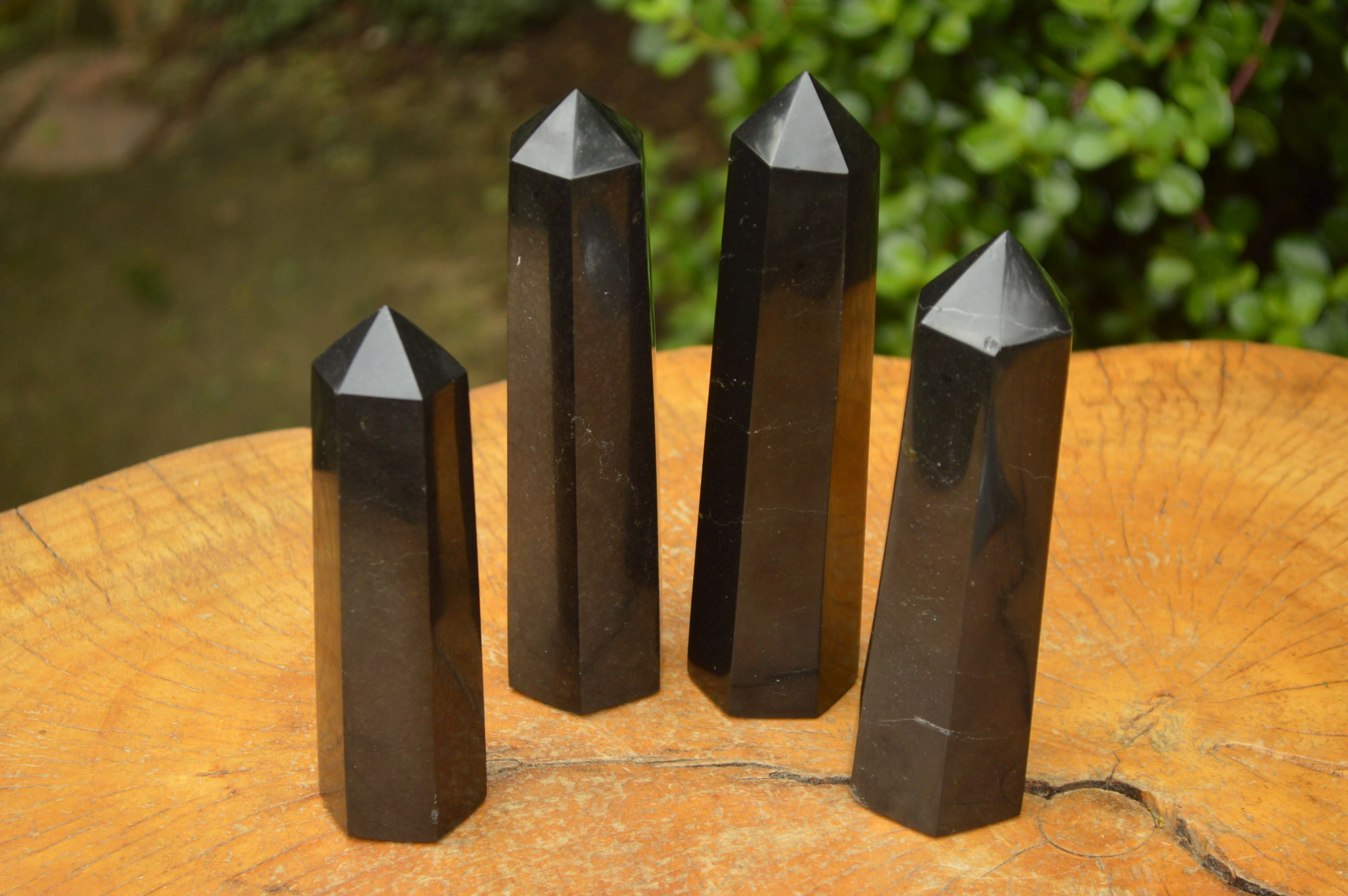 Polished Stunning Pitch Black Basalt Crystal Points x 6 From Antsirabe ...