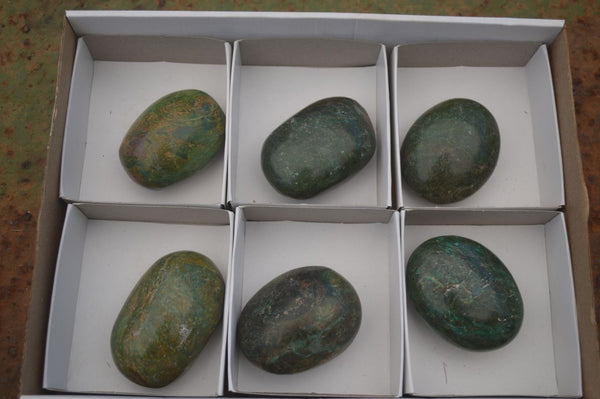 Polished Green Verdite Palm Stones x 6 From Zimbabwe | Toprock ...
