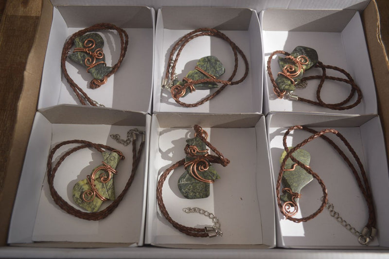 Polished Copper Wire Wrapped Soapstone Eagle Pendants x 6 Polished Copper Wire Wrapped Soapstone Eagle Pendants x 6