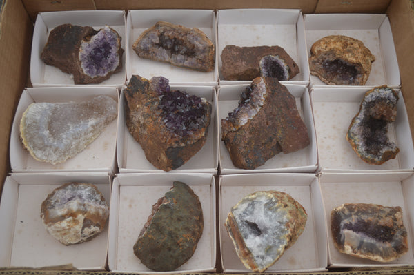 Natural Amethyst & Crystal Centered Geodes x 12 From Zululand, South ...