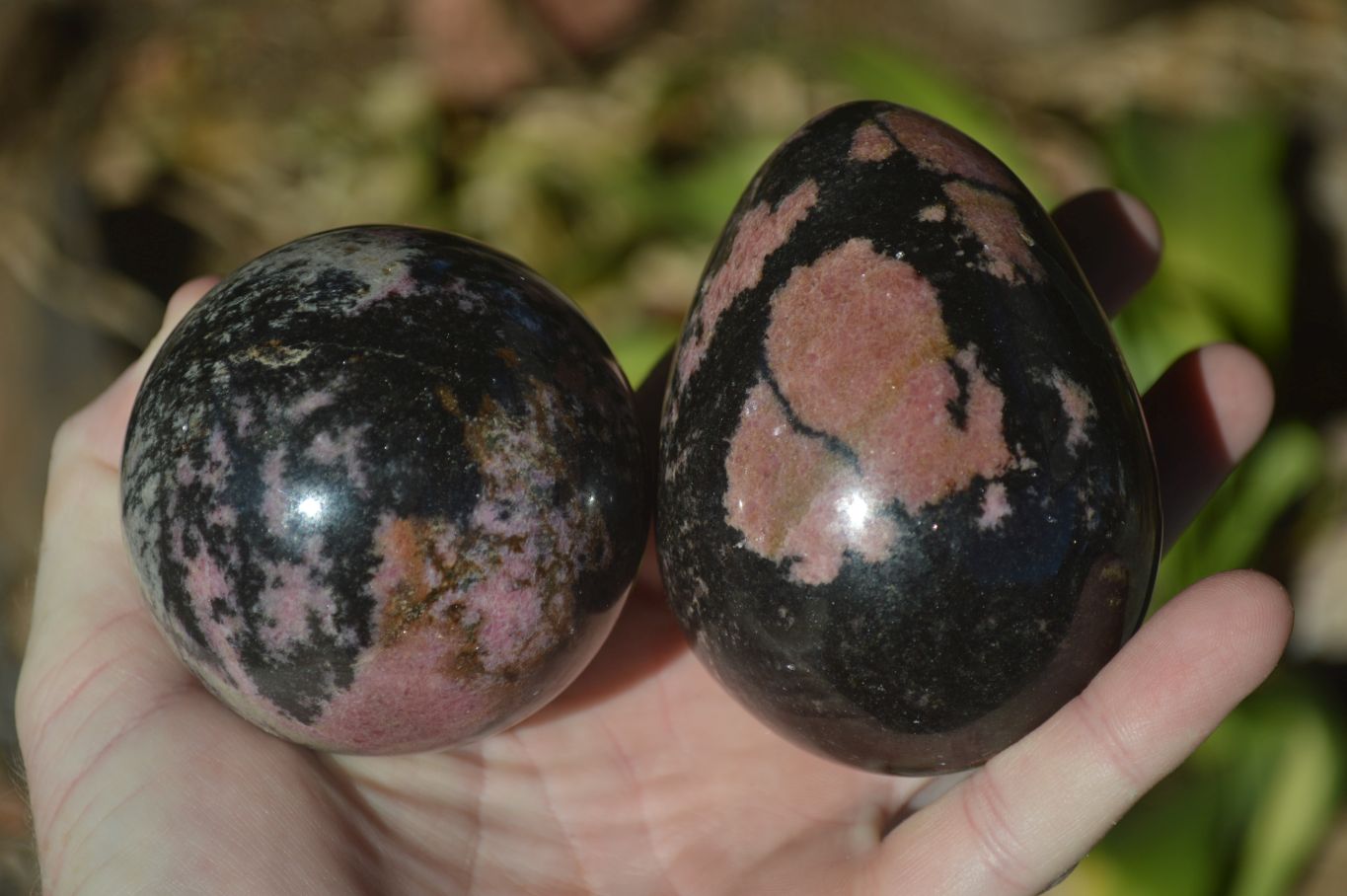 Polished Pink Rhodonite Sphere & Egg x 2 From Madagascar – Toprock ...