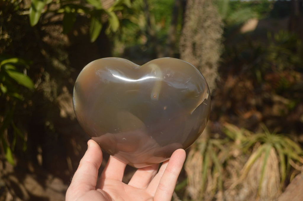 Polished Large Translucent Chalcedony Gemstone Heart x 1 From Madagasc ...