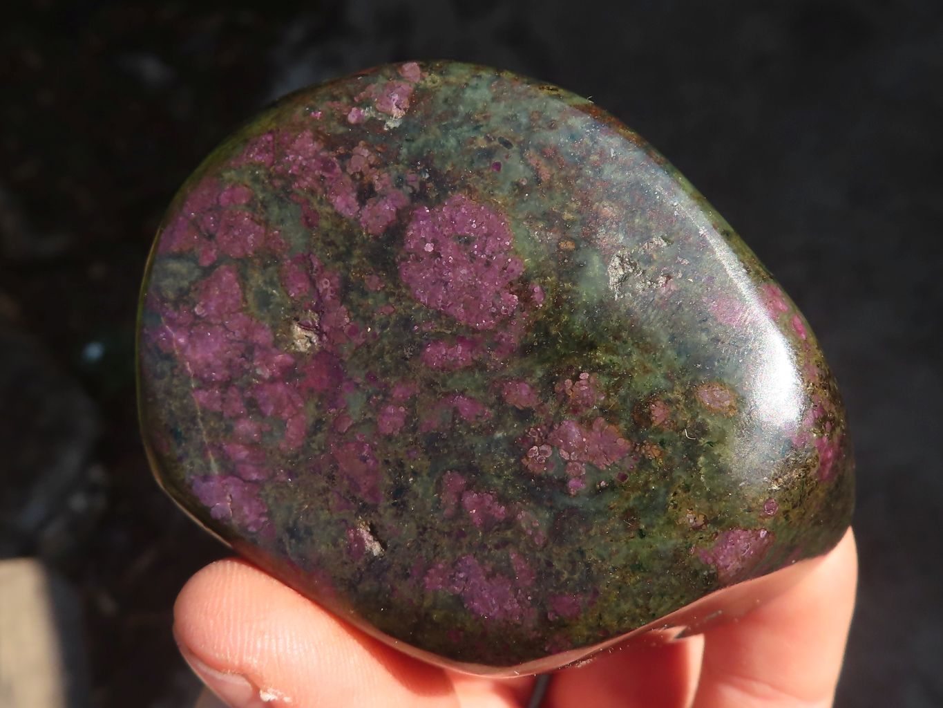 Polished Fluorescent Ruby Corundum In Chrome Verdite Free Forms x 4 Fr ...