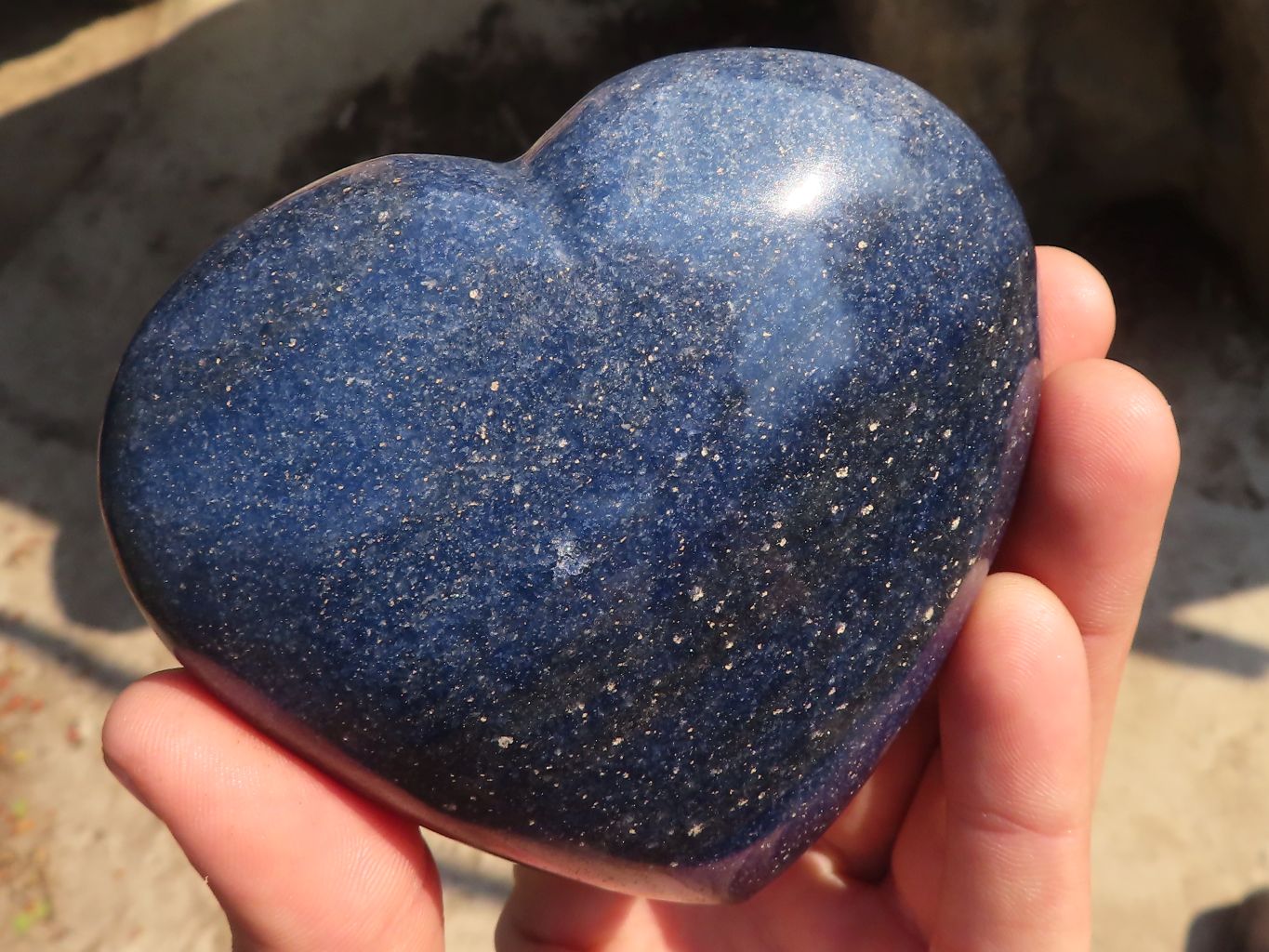 Polished Blue Lazulite Hearts x 3 From Madagascar