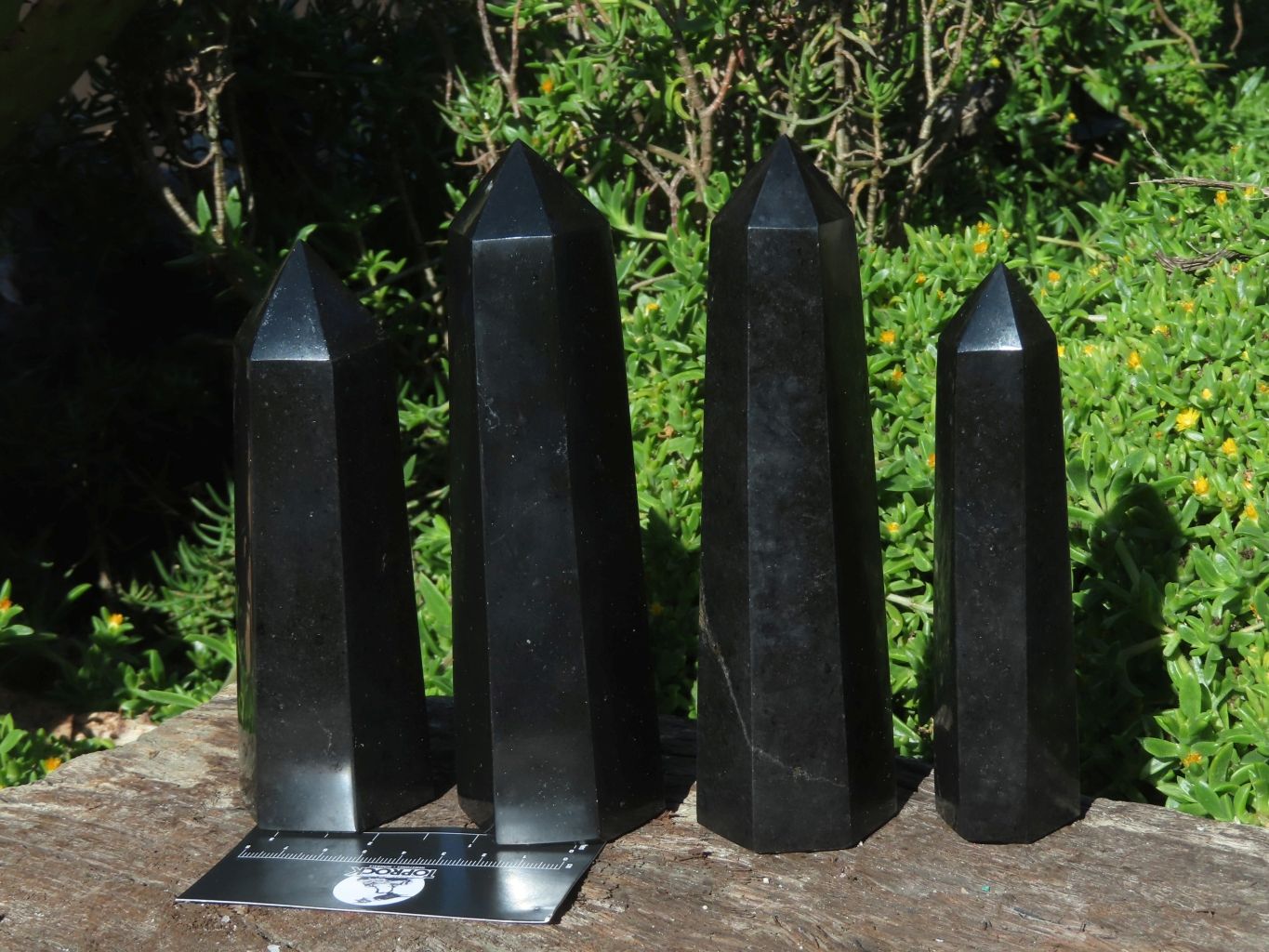 Polished Black Basalt Crystal Points x 4 From Antsirabe, Madagascar ...