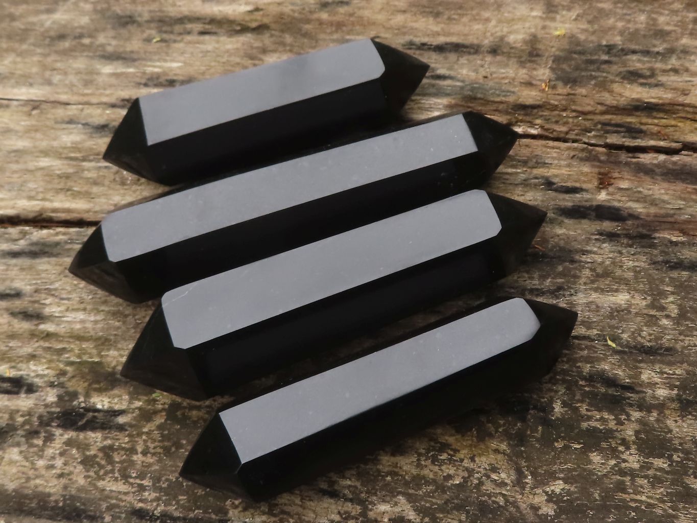 Polished Black Basalt Double Terminated Points x 4 From Antsirabe, Mad ...