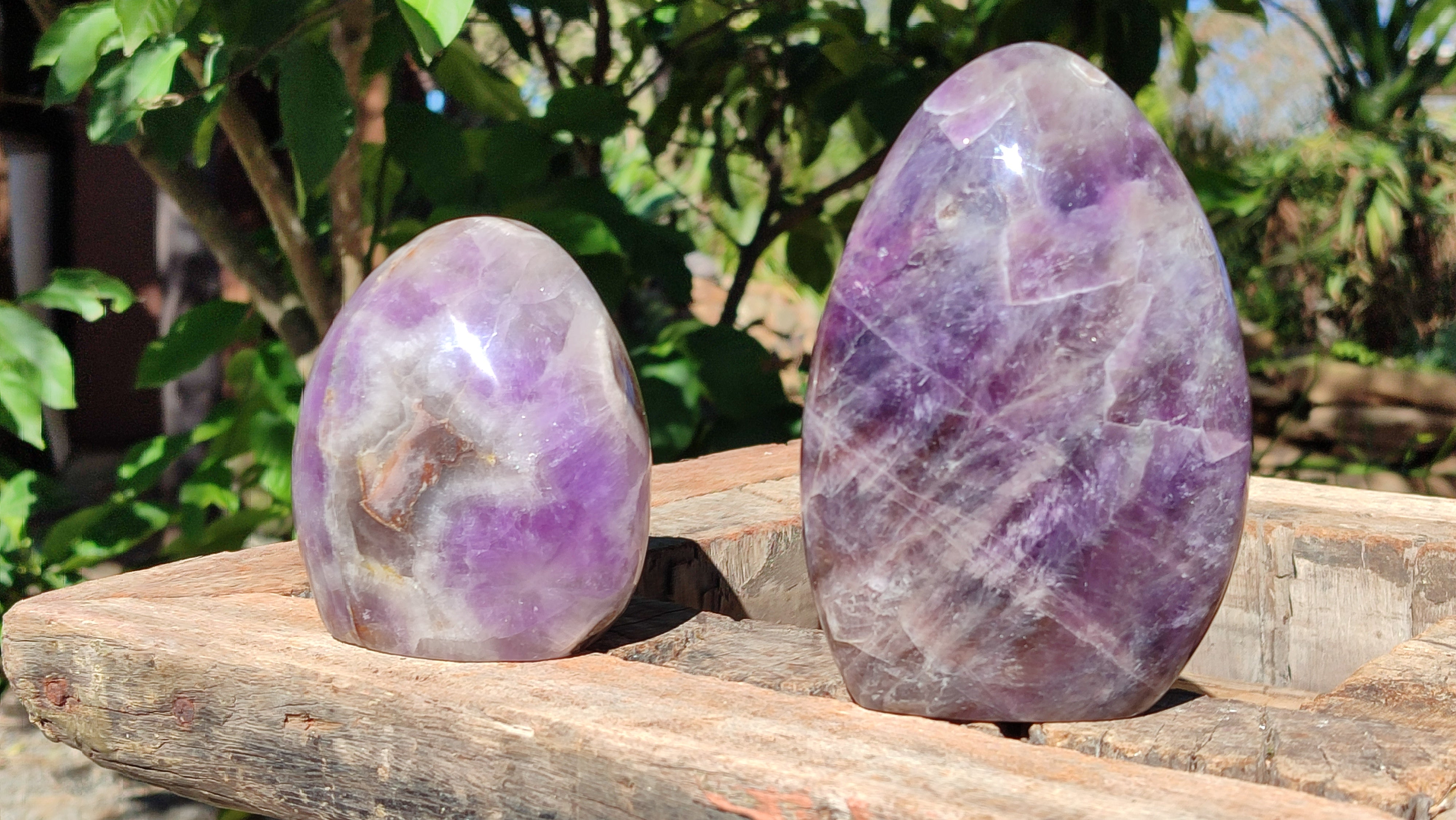 Polished Dream Amethyst Standing Free Forms x 2 From Madagascar