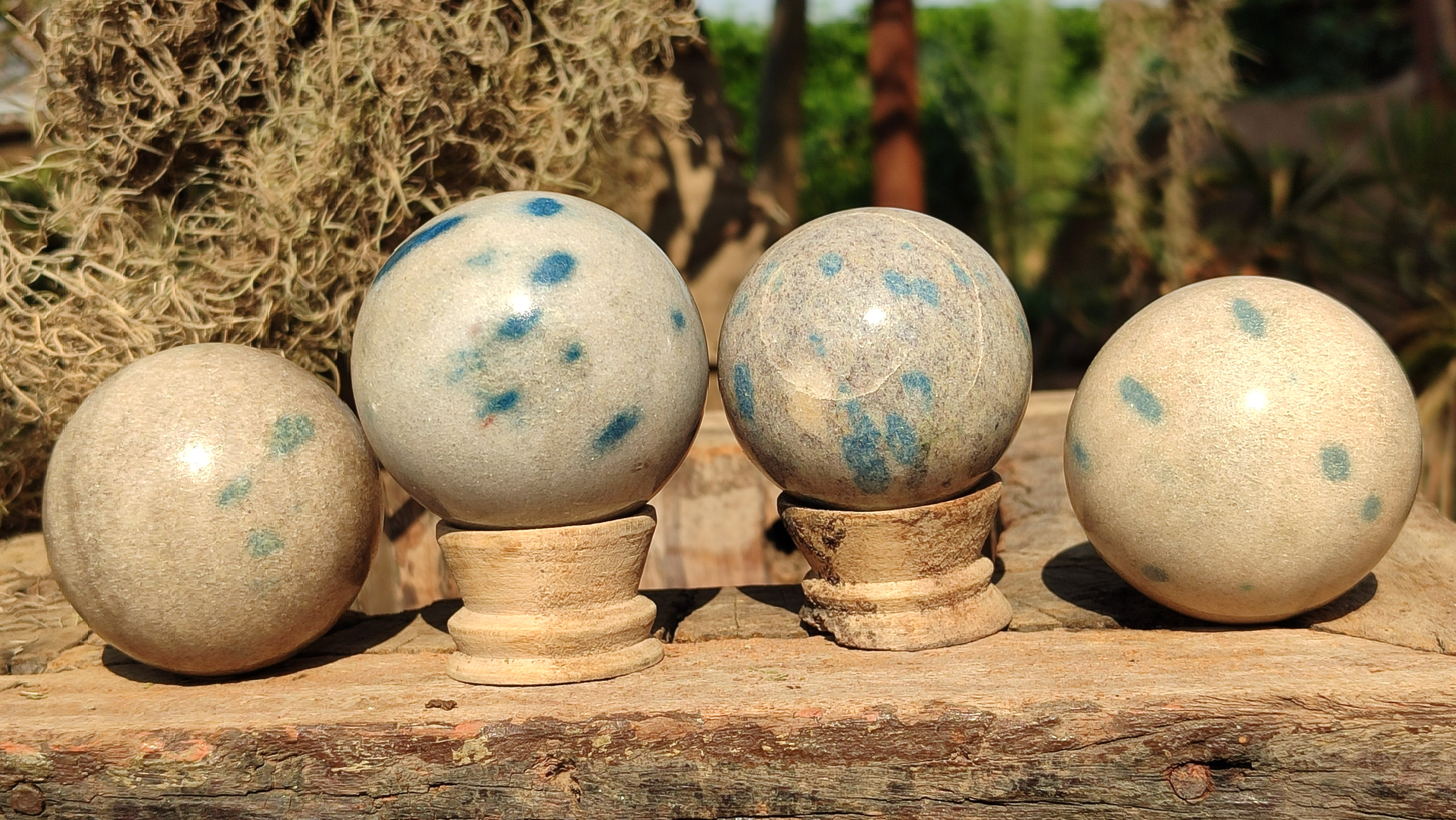 Polished Blue Spotted Spinel Quartz Spheres x 4 From Madagascar ...