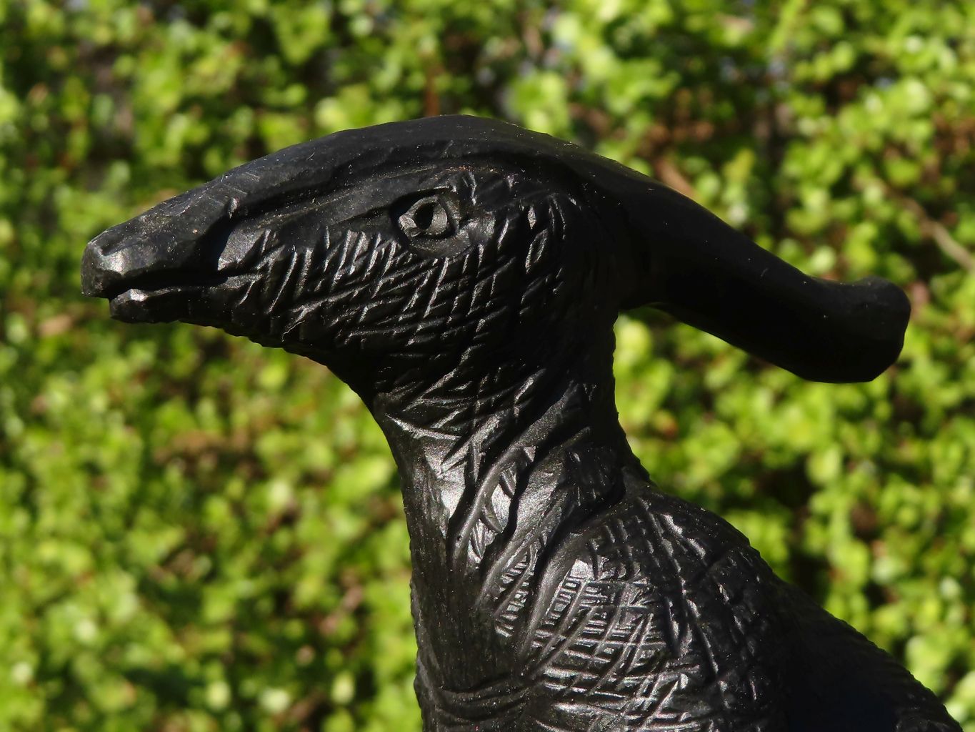 Hand Made Parasaurolophus "Trumpet Dinosaur" Black Soapstone Carving x ...