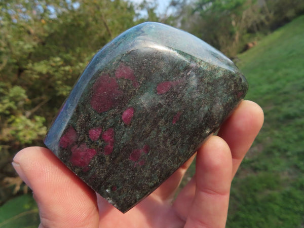 Polished Fluorescent Ruby Corundum In Chrome Verdite Free Forms x 3 ...