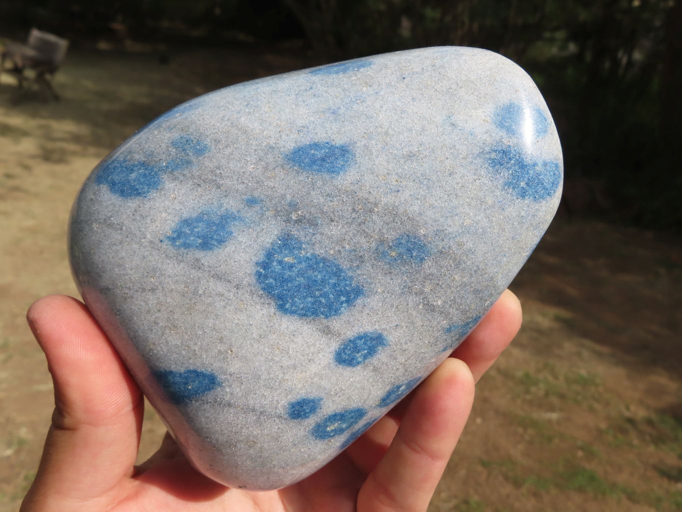 Polished Blue Spotted Spinel Dalmatian Stone Standing Free Form x 1 Fr ...