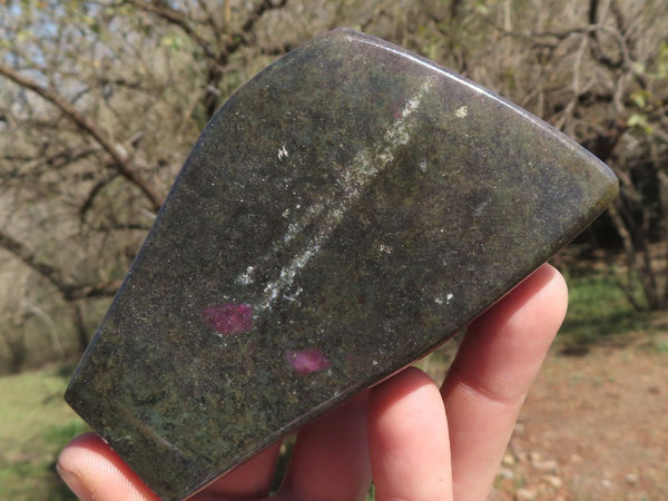 Polished Fluorescent Ruby Corundum In Chrome Verdite Free Forms x 4 ...