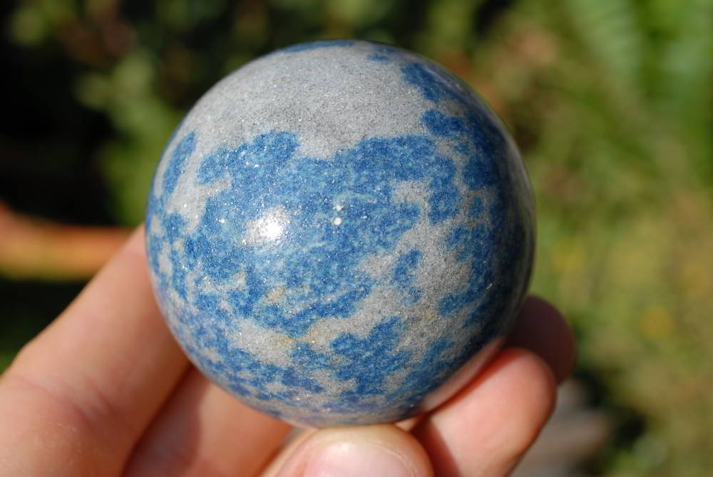Polished Blue Spinel Spotted Quartz Spheres x 6 From Madagascar
