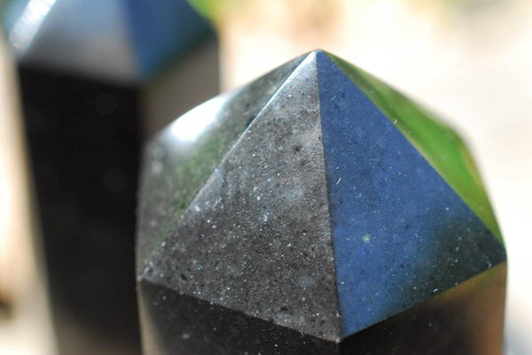 Polished Black Basalt Crystal Points x 6 From Antsirabe, Madagascar ...