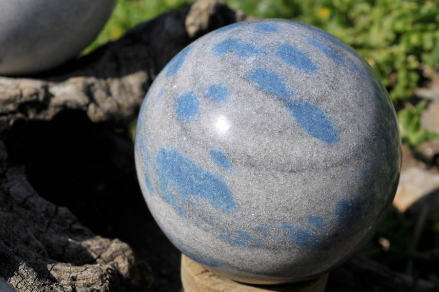 Polished Blue Spinel Spotted Quartz Spheres x 4 From Madagascar ...