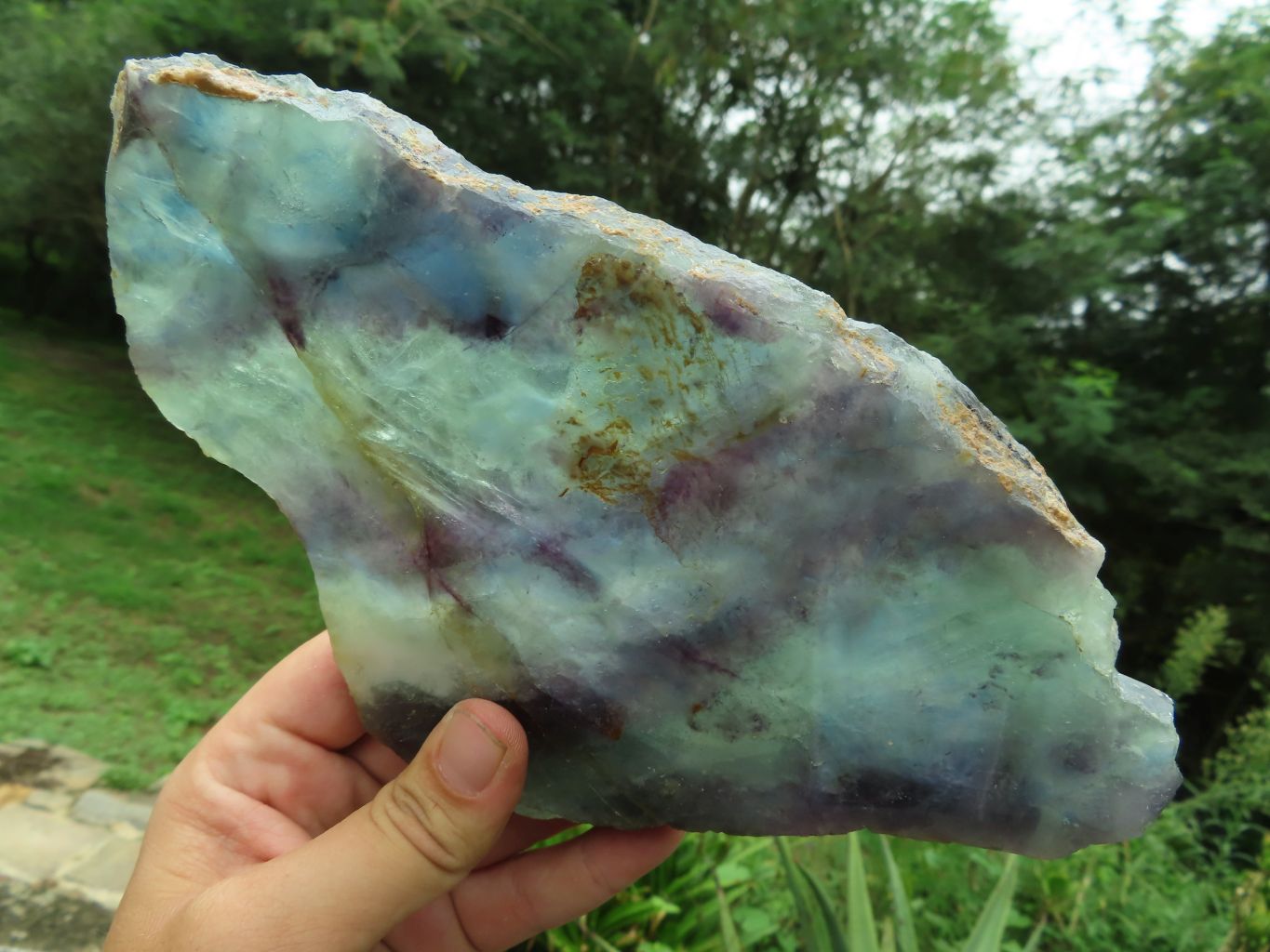 One side Polished Watermelon Fluorite Specimens x 2 From Uis, Namibia