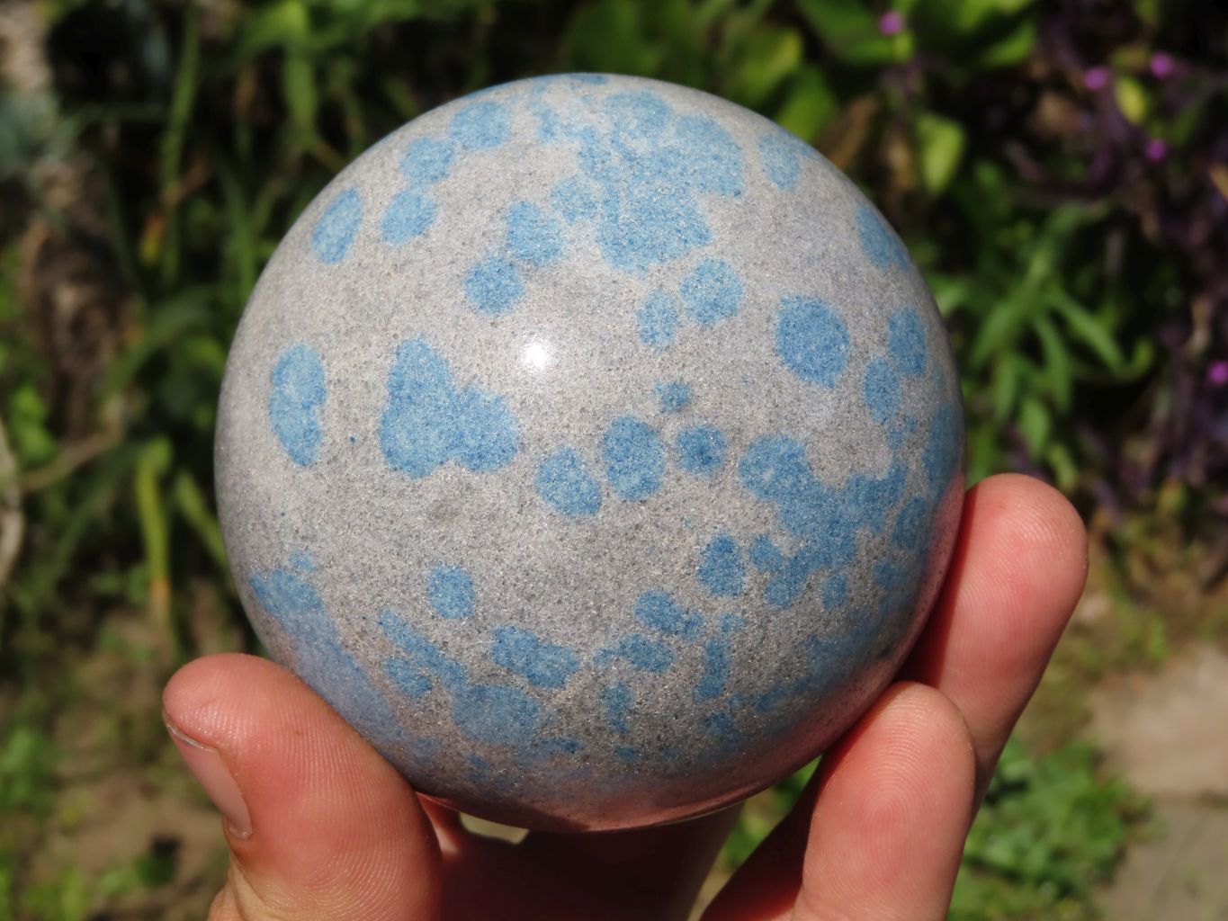 Polished Blue Spinel Spotted Quartz Spheres x 2 From Madagascar ...