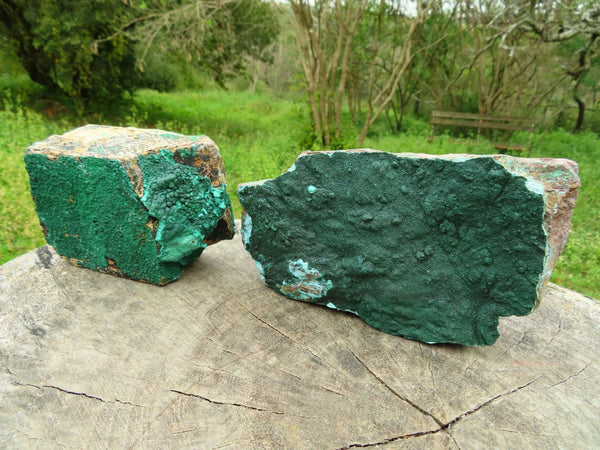 Natural Drusy Crystalline Malachite on Matrix Specimens x 2 From Tenke ...