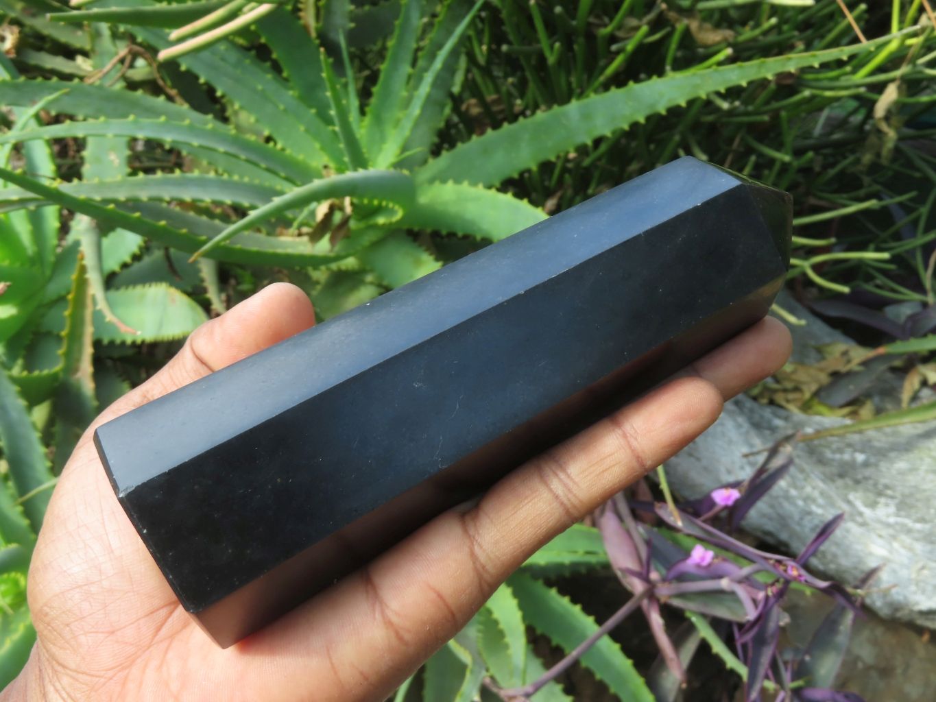 Polished Pitch Black Basalt Crystal Points x 4 From Antsirabe, Madagas ...