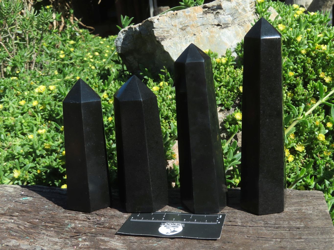 Polished Black Basalt Crystal Points x 4 From Antsirabe, Madagascar ...